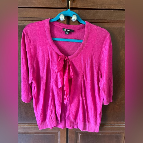 Dkny | Sweaters | Dkny Pink 0 Tussah Silk 34 Sleeve Knit Cardigan ...